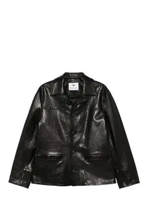 MARINE SERRE Moongram-embossed Leather Jacket - Black