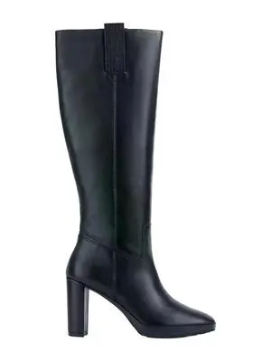Geox Block Heel Knee High Boots - Black