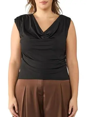 ESTELLE Dune Cowl Neck Top - Black