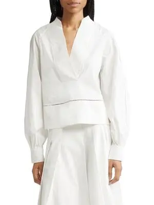 Proenza Schouler Grayson Cotton Stretch Poplin Top - White