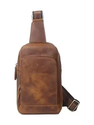 STEEL HORSE LEATHER Leather Sling Bag Crossbody Pack - Brown