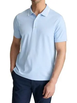 UNTUCKIT Day Tipped Cotton Blend Piqué Performance Polo - Blue