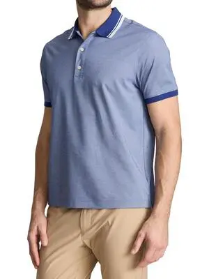 UNTUCKIT Day Tipped Cotton Blend Piqué Performance Polo - Dark Blue