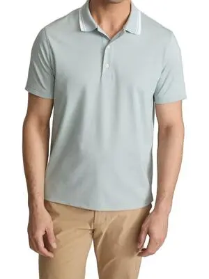 UNTUCKIT Day Tipped Cotton Blend Piqué Performance Polo - Light Green