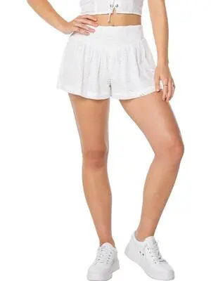 Roxy Open Stitch Cotton Shorts - Snow White Solid