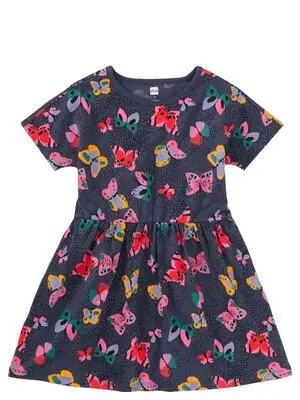 TEA COLLECTION Printed Short Sleeve Twirl Dress - Painted Kenyan Butterflies