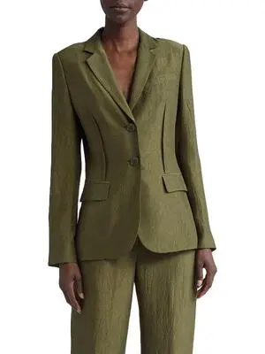 JASON WU Crinkled Satin Blazer - Dark Fern