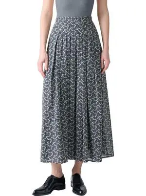 Akris Anemone Pleated Maxi Skirt - Black-white