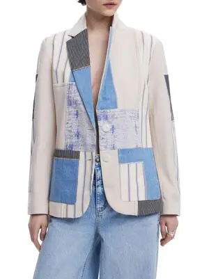 Desigual Patchwork Blazer - White