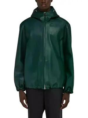 FERRAGAMO Hooded Leather Jacket - Green