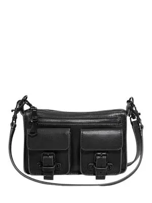 AIMEE Mini Saddle Up Convertible Leather Crossbody Bag - Black W/black