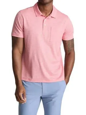 UNTUCKIT Gilbert Stripe Pocket Piqué Performance Polo - Pink