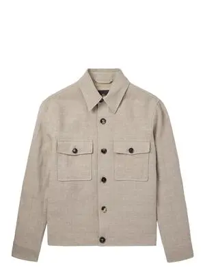 Loro Piana Linen And Silk-blend Trucker Jacket - Neutrals