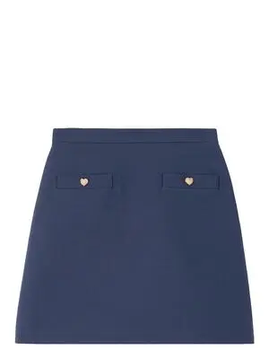 Valentino Garavani Button-embellished Wool And Silk-blend Mini Skirt - Blue