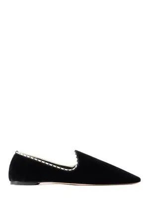TOTEME Leather-trimmed Velvet Slippers - Black