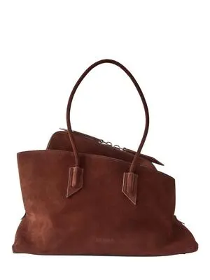 Attico La Passeggiata Medium Asymmetric Suede Tote - Brown