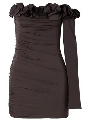 MAYGEL CORONEL Selvaggio One-sleeve Mini Dress - Brown