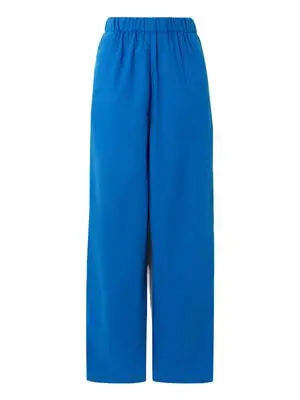 MARRAKSHI LIFE Palazzo Cotton-blend Wide-leg Pants - Blue