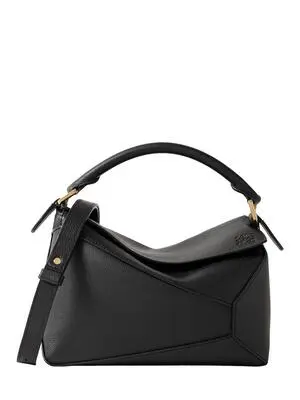 Loewe Puzzle Edge Small Textured-Leather Shoulder Bag Black