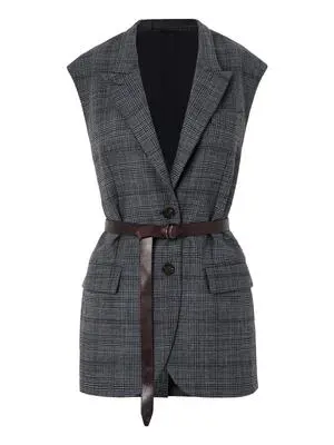 Brunello Cucinelli Prince Of Wales Checked Wool Vest - Gray
