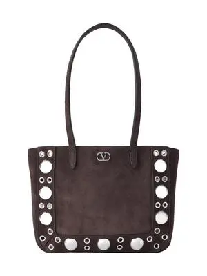 Valentino Garavani Nellcôte Mini Embellished Suede Tote - Brown