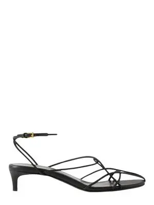 Khaite Loulou Leather Sandals - Black