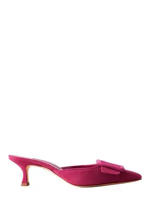 Manolo Blahnik Maysale 50 Buckled Suede Mules - Pink