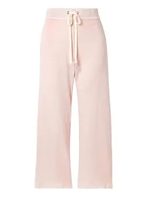JAMES PERSE Cropped French Cotton-terry Track Pants - Pink