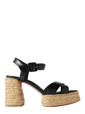 CHRISTIAN LOUBOUTIN Calakala 85 Leather Espadrille Platform Sandals - Black