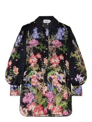 Charo Ruiz Ibiza Aster Floral-print Cotton-blend Voile Shirt - Black