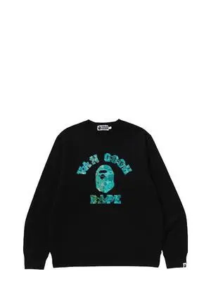 A BATHING APE X Van Gogh Museum College Crewneck Sweatshirt - Black/blue