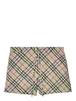 Burberry Checked Cotton Shorts - Neutrals
