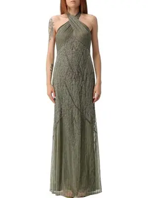 Ralph Lauren Beaded Halter Gown - Olive