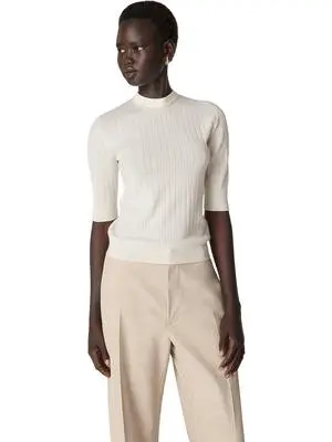 BOTTEGA  VENETA Wool Rib Top - Chalk