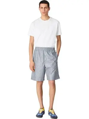 BOTTEGA  VENETA Printed Leather Shorts - White/navy/azure