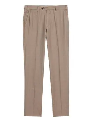 Giorgio Armani Wool Sharkskin Flat Front Trousers - Solid Light/pastel G