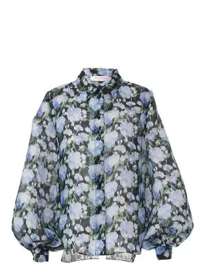 Carolina Herrera Floral Silk Button-down Shirt - Blue Multi