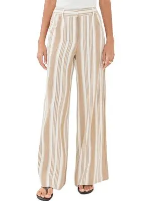 TWP Demie Striped Trousers - White/khaki