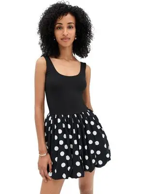 LE BOP Piper Combo Mini Dress - Black/polka Dot
