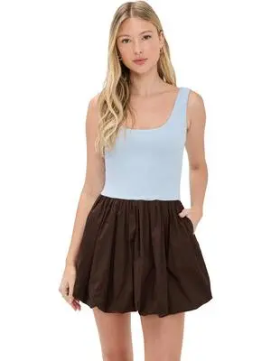 LE BOP Piper Combo Mini Dress - Sky/chocolate
