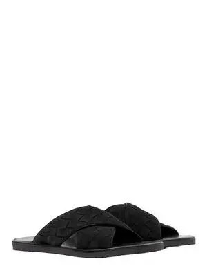 SCAROSSO Ettore Crossover Sandals Black - Suede