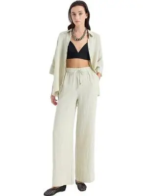 MONLICIA Ciel 100% Linen Wide-Leg Pants Stone