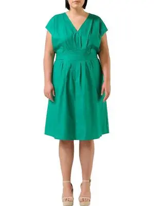 ESTELLE A-line Pleated Dress - Emerald