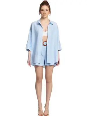 MONLICIA Iyan Linen Oversized Shirt Light Blue
