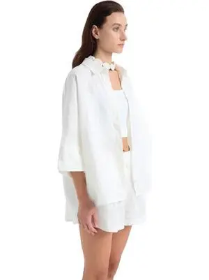 MONLICIA Iyan Linen Oversized Shirt White