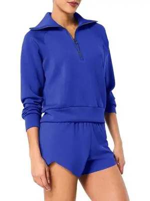 Spanx Airessentials Half Zip Sweatshirt Cerulean Blue