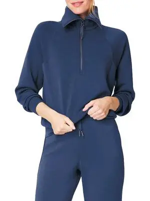 Spanx Airessentials Half Zip Sweatshirt Faded Indigo