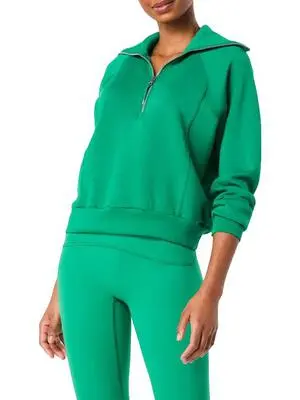 Spanx Airessentials Half Zip Sweatshirt Field Green