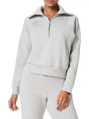 Spanx Airessentials Half Zip Sweatshirt Light Grey Heather