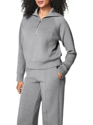 Spanx Airessentials Half Zip Sweatshirt Md Grey Heather